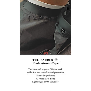 TRU BARBER Silicone neck cape, Professional Cape with Snap Closure Hair Salon Cutting Cape, Barber Cape, Barbershop cape, 50" x 58” (Blak/Red)