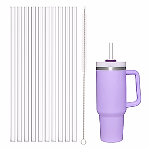 YOUCOX 10 Pcs Replacement Straw for Stanley Cup 40 oz 30 oz 64 oz Tumbler, Clear Reusable long Straws with Cleaning Brush for Stanley Adventure Tumbler Accessories, Dishwasher Safe