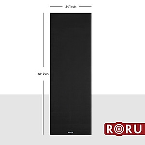 RORU Concept PRO Series Eco-Friendly Exercise Yoga Mat with Large Carrier Tote Bag, Washable, Water Proof, Adjustable - Natural, Non-Slip Floor Mat for Women and Men, 73x24 Inch, 5 mm Thick