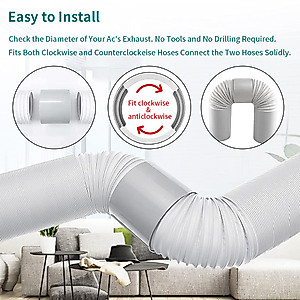 Air Conditioner Hose Extention Coupler 5 Inches, Portable A/C AC Exhaust Vent Hose Connector Coupling, Support Clockwise and Counter-clockwise Thread, ACHose Coupler Coupling Extension