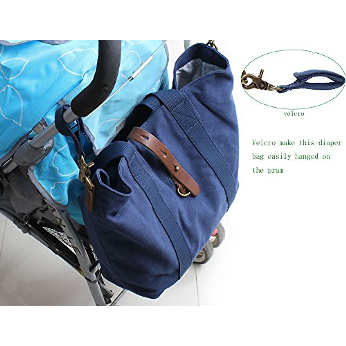 Diaper Tote Bag Mom Shoulder Bag Baby Canvas Nappy Bag For Boys And Girls M02 (blue)