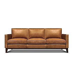 Metropole 100% Top Grain Pull Up Leather Mid-Century Sofa