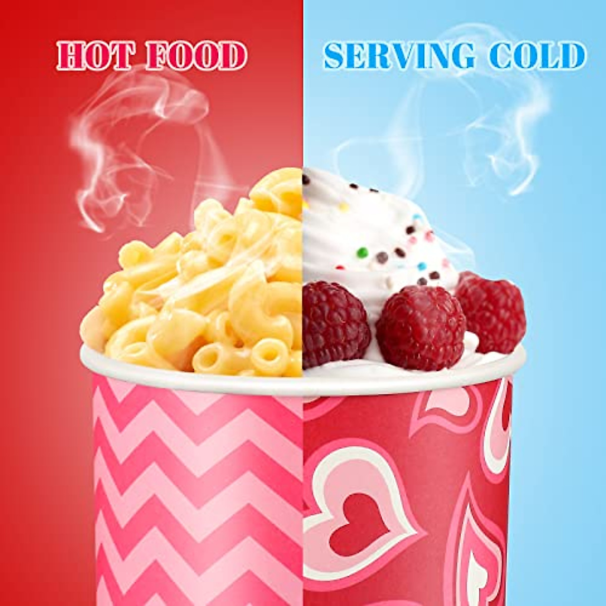 200 Pcs Ice Cream Cups Red Treat Snack Cups Mother's Day Heart Shaped Bowls 9 oz Disposable Paper Cup Red Pink Dessert Ice Cream Bowls for Valentine's Day, Baby Shower Decor