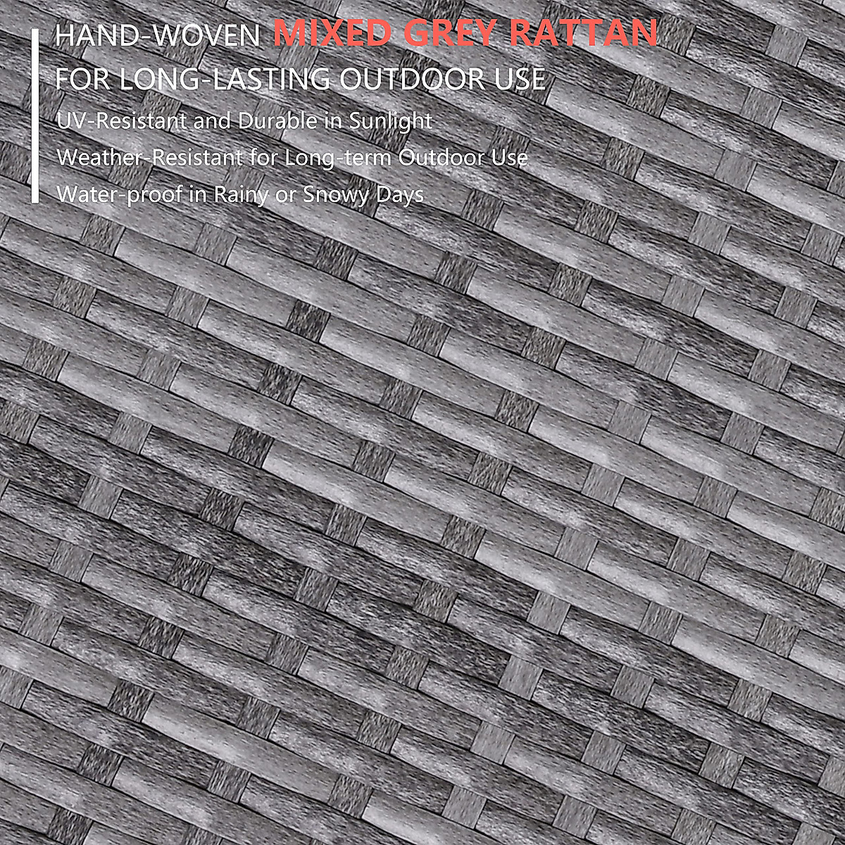 MUPATER 3-Piece Outdoor Rocking Chair Wicker Bistro Set with Table and Cushions, Patio Rattan Rocker Bistro Set for Porch, Grey