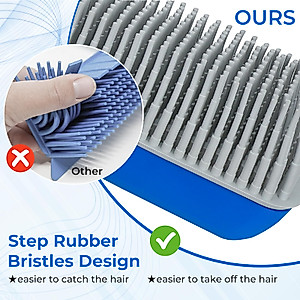 Hair Removal Broom for Fur Remover Pet Hair Rubber Broom Carpet Rake Silicone Floor Brushes with Squeegee-Blue