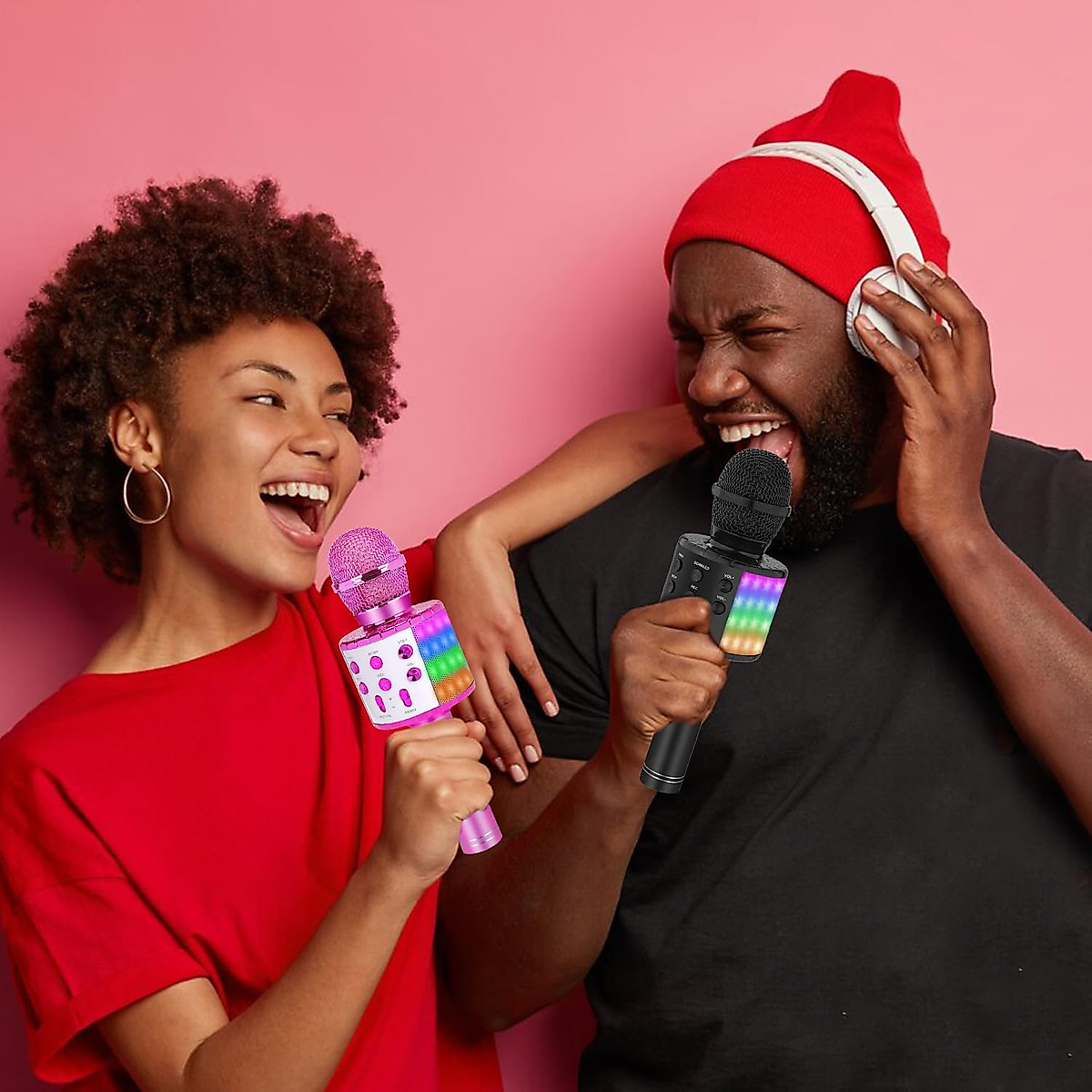 Bluetooth Karaoke Microphone for Kids Adults: Professional Wireless Karaoke Mic for Singing| Portable Handheld Noise Cancelling Bluetooth Microphone Karaoke Machine with Led Lights