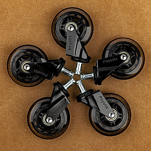 Office Chair Caster Wheels - 3" Rollerblade Rubber Replacement Chair Casters - Best Protection for Your Hardwood Floors No More Chair Mat Needed - Universal Fit,Smooth & Silent