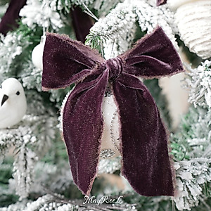 MAYREEL 2 Inch Plum Velvet Ribbon Hand Torn Dark Purple Silk Frayed Edge for Bridal Bouquets Invitations Wedding Vow Books Gift Baskets Hair Bows 3 Yards