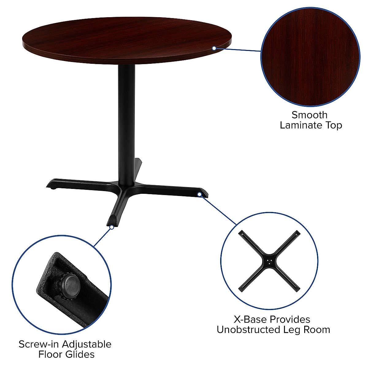 EMMA + OLIVER 36" Round Multi-Purpose Conference Table in Mahogany - Meeting Table for Office