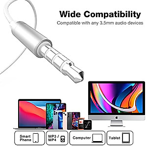 Dixvuk Metal Earbuds Wired with Microphone, Noise Isolating in-Ear Headphones, Earphone Fits 3.5mm Interface for iPad,Mp3/Mp4, Apple iPhone, Android Smartphones (Silver)