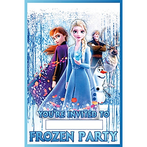 Set of 20 Winter Princess Themed Happy Birthday Invitation Cards & Envelopes – Lightweight (240g), Postcard Style Invites for the Perfect Party Pack