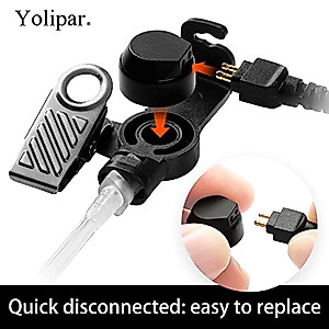 Yolipar 2-Pin 2-Wire Baofeng UV-5R Earpiece Surveillance Kit Compatible with BTECH, Retevis RT21 RT22, Kenwood, Arcshell AR-5 Walkie Talkie Radio with Big PTT Mic Tansparent Acoustic Tube Headset