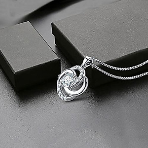 AOUCIA Women Girls 18K Gold Love Heart Cubic Zircon Women's Pendant Necklaces Halloween Christmas Valentine’s Wife Mother’s Day Mom Gifts Jewelry (Petal-Platinum)