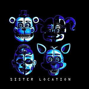 Five Nights at Freddy's Sister Location Shadow Faces Boy's Black T-Shirt-Small
