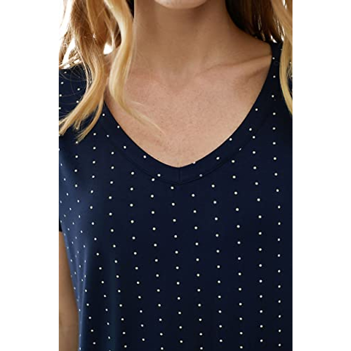 Joyaria Womens Capri Bamboo Pajamas Capri Pjs Set Night Sweats Short Sleeve Sleepwear Hot Flashes(Navy Polka Dot,XXL)