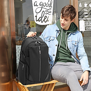 SINPAID BULL Laptop Backpack for Travel, Airplane Travel Essentials,Compact Business Bag,Computer Bag for Men Women fit 15.6 Inch Notebook,Black