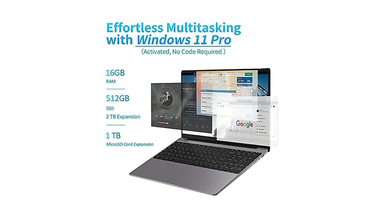 Auusda Laptop with Ryzen 7, 16GB RAM, 512GB SSD - Powerful & Versatile