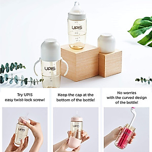 Medience UPIS Silicone PPSU Baby Sippy Cup with Straw, 8.8 oz./ 260ml (White) - Spill-Proof BPA-Free Drinking Bottle with Anti-Colic Air Vent and Handles - for Kids and Toddlers Six Months Onwards