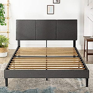 ZINUS Cambril Upholstered Platform Bed Frame with Sustainable Bamboo Slats, No Box Spring Needed, Mattress Foundation, Easy Assembly, Queen
