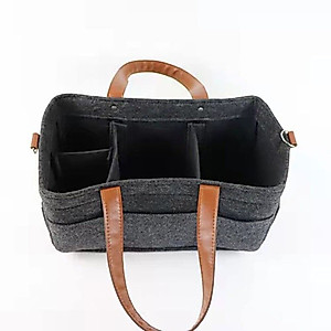 CHDHALTD Infant Diaper Storage Bag, Foldable Nursery Organizer Basket, Large Pocket Nappy Bag for Kids Storage Carrier(Dark Grey)