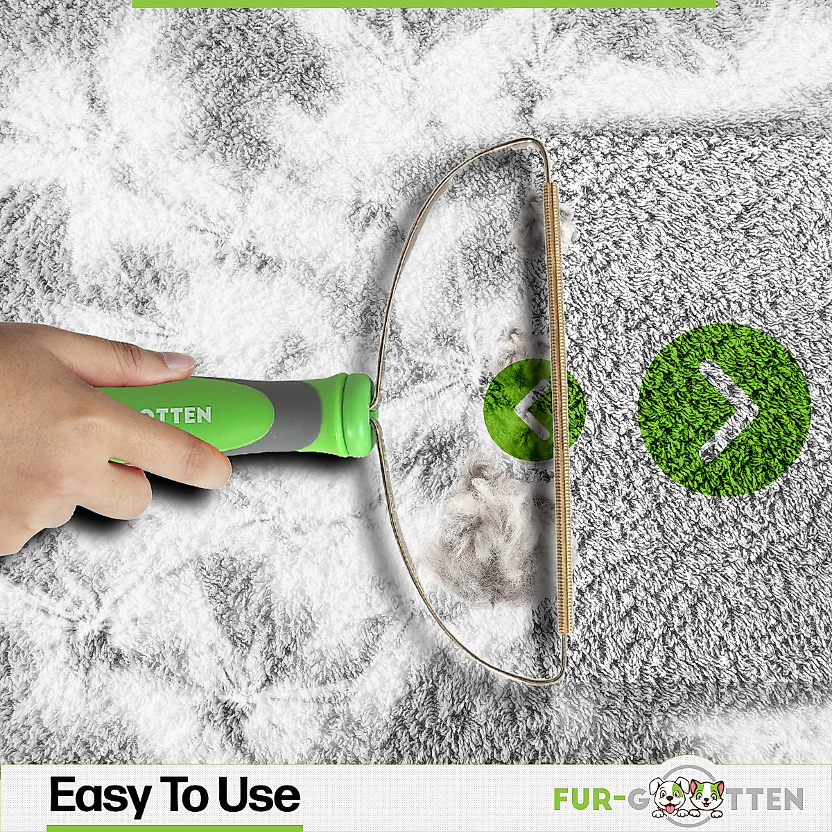 Pet Hair Remover - Reusable Dog Hair Remover and Cat Hair Remover | Pet Hair Remover for Couch, Furniture, Carpet, Car Seats or Bedding | Pet Hair Removal Tool with Carpet Scraper by FUR-GOTTEN