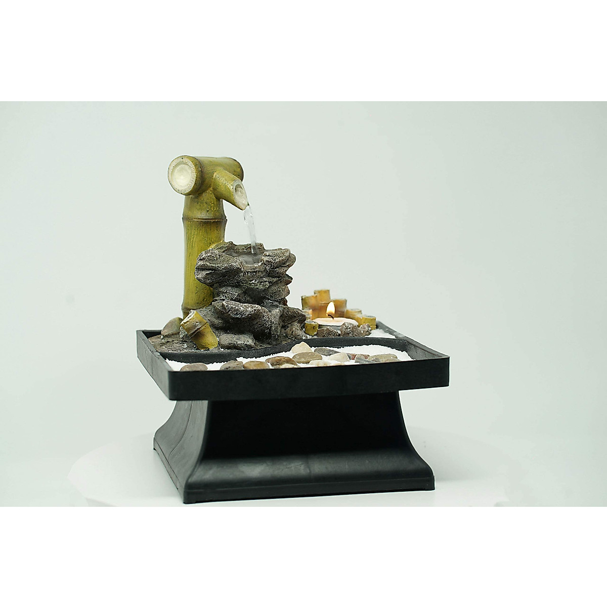 SPH Zen Garden Bamboo Water Fountain for Home/Indoor/Desk/Office/Relaxing with Candle and Sandbox/Water Fountain for Peace and Meditation