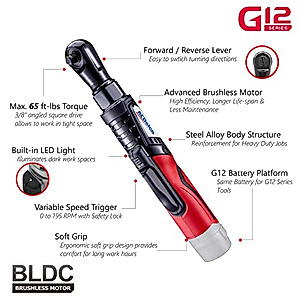 ACDelco ARW1210-3T G12 3/8" 12V Cordless 65 ft-lbs. Brushless Ratchet Wrench - Bare Tool Only