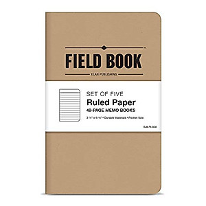 ELAN Publishing ELAN-FN-003A Field Notebook, 3.5" x 5.5", Lined Memo Book, Kraft