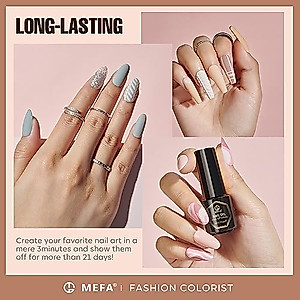 MEFA 23 Pcs Gel Nail Polish Kit, 20 Colors Nude Pink Glitter All Seasons Collection Skin Tone Bubble Bath Gel Polish Nail Kit with Glossy & Matte Top Base Coat Nail Art Manicure DIY Salon Gift for Women