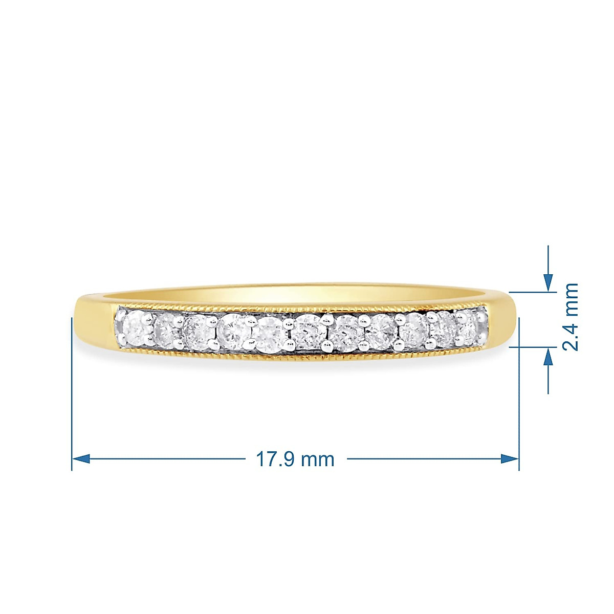 Jewelili 10K Yellow Gold 1/6 Cttw Natural White Round Diamonds Anniversary Ring, Size 6
