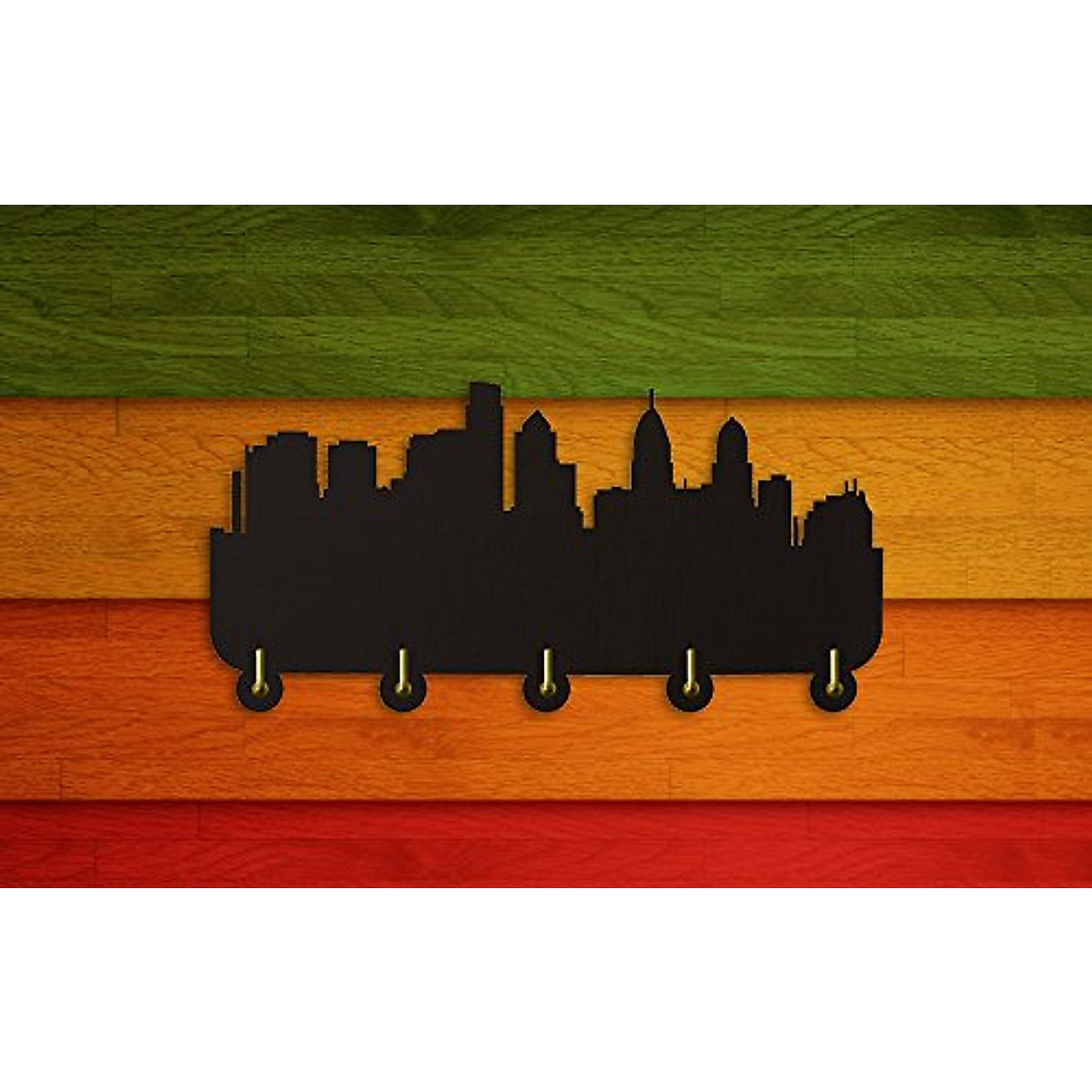 The Geeky Days America Philadelphia Skyline Tourist Attraction Modern Decor Wall Hooks Clothes Coat Robe Hooks Towel Hooks Keys Holder Bedroom Bathroom Hanger