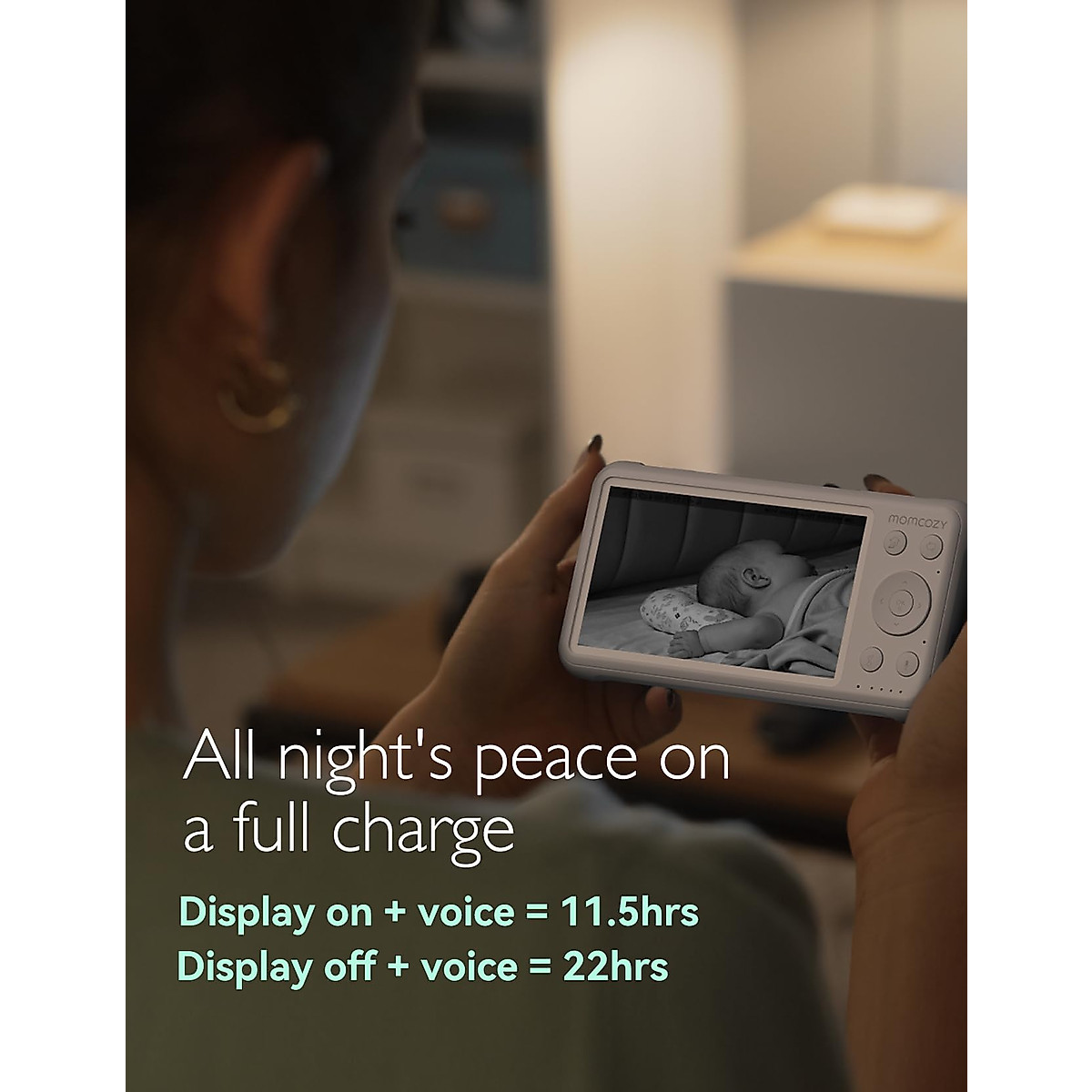 Momcozy Video Baby Monitor, 1080P 5" HD Baby Monitor with Camera and Audio, Infrared Night Vision, 5000mAh Battery, 2-Way Audio, Temperature Sensor, Lullabies and 960ft Range, Ideal for New Moms