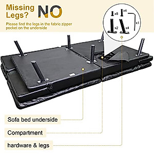 MUUEGM 267PU-BK-222 Sofabed, Medium, Black-Update