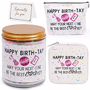 Birthday Gift Candle Sets, Music Themed Birthday Merch with Makeup Bag, Jewelry Case, Lavender Handmade Candle, Birthday Card are in a Gift Box, Friendship Birthday Gifts for Women Girls