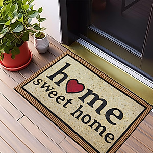 CHICHIC Door Mat Welcome Mat 17x 30 Inch Front Door Mat Outdoors for Home Entrance Outdoors Mat for Outside Entry Way Doormat Entry Rugs, Heavy Duty Non Slip Rubber Back Low Profile, Simple Home