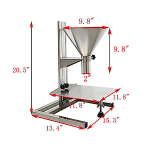 LGXEnzhuo Stainless Steel Feeding Hopper with Support Stand Manual Filling Package Funnel Under Funnel Diameter 2inch