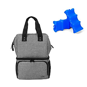 Luxja Breast Pump Bag with 2 Ice Packs for Breastmilk Storage Bundle, Gray