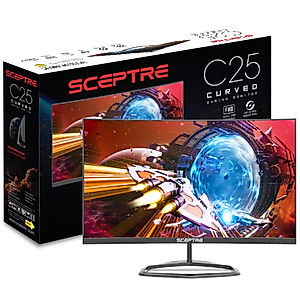 Sceptre Curved 24.5-inch Gaming Monitor up to 240Hz 1080p R1500 1ms DisplayPort x2 HDMI x2 Blue Light Shift Build-in Speakers, Machine Black 2023 (C255B-FWT240)