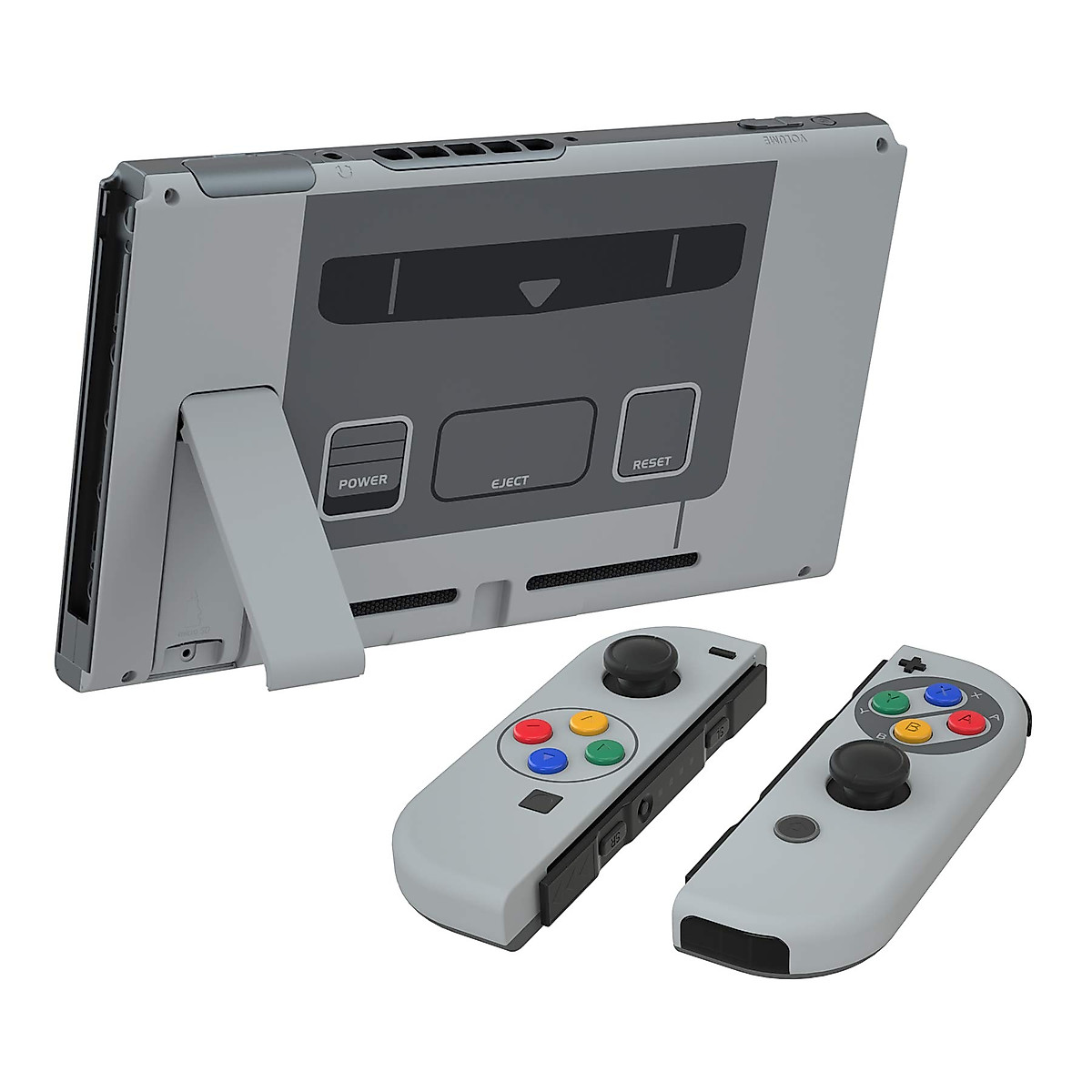 eXtremeRate DIY Replacement Shell Buttons for Nintendo Switch, Soft Touch Back Plate for Switch Console, Housing with ABXY Direction Buttons for Joycon Handheld Controller - SFC SNES Classic EU Style