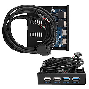 ASHATA USB Front Panel,3.5-inch 19PIN/9 Pin High Speed USB3.0+USB2.0 4-Port Floppy Drive Front Panel,USB 3.0 Front Panel 3.5 Plug and Play,Easy to Install
