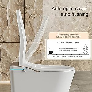 One Piece Elongated Smart Toilet Bidet with Auto Open & Close, Auto Flush, Foot Sensor Flush, LED Temperature Display, Heated Seat and Integrated Multi Function Remote Control