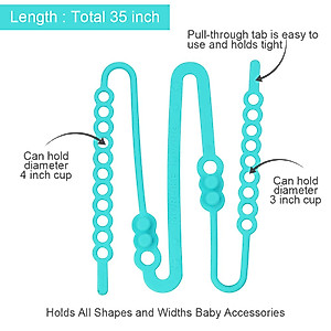 Morlike Living Silicone Baby Sippy Cup Holder, Kids Bottle Strap Tether Leash, Toddler Extra Long Toy Pacifier Safety Clips Harness Straps for Stroller, Hanging Baskets, Cribs (Blue and Green, 2 Pack)