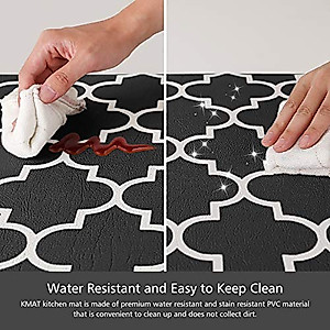 KMAT Kitchen Mat [2 PCS] Cushioned Anti-Fatigue Floor Mat, Waterproof Kitchen Mats and Rugs Heavy Duty PVC Ergonomic Comfort Standing Foam Mat for Kitchen, Floor Home, Office, Sink, Laundry,Black