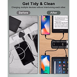 Universal USB & USB C Tower Fast Charging Station 6-Port 60W - Compact, Space-Saving Design with Multiple USB & USB-C Ports for All iPhone Galaxy Note Pixel iPad Multiple Devices