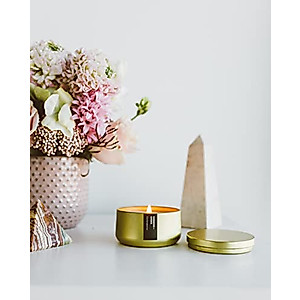 Calyan Wax Soy Candle, Oakmoss & Amber Scented Candles for The Home | Premium Candle Gift Set of 2 | 5.2 oz 30 Hour Burn | Soy Candles in Gold Metal Tins | Aromatherapy Candles