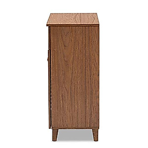 Baxton Studio Coolidge Wood 4-Shelf and Drawer Shoe Cabinet in Walnut Brown