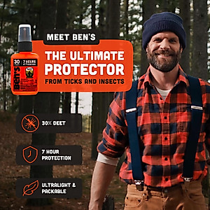 Ben's Tick & Insect Repellent - Travel Size Bug Spray with 30% DEET for Mosquitoes, Ticks & More - Up to 7 Hours of Protection - Fragrance-Free - 1.25 Fl Oz (4 Pack)