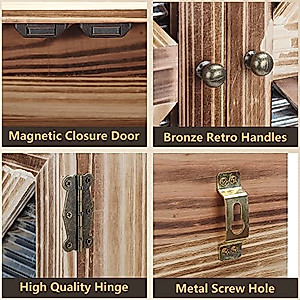 Butizone Barndoor Bathroom Wall Cabinet, 17x21'' Small Wall Mount Medicine Storage Cabinet, Rustic Bathroom Wall Cabinet Over Toilet with Shelve and Towel Bar