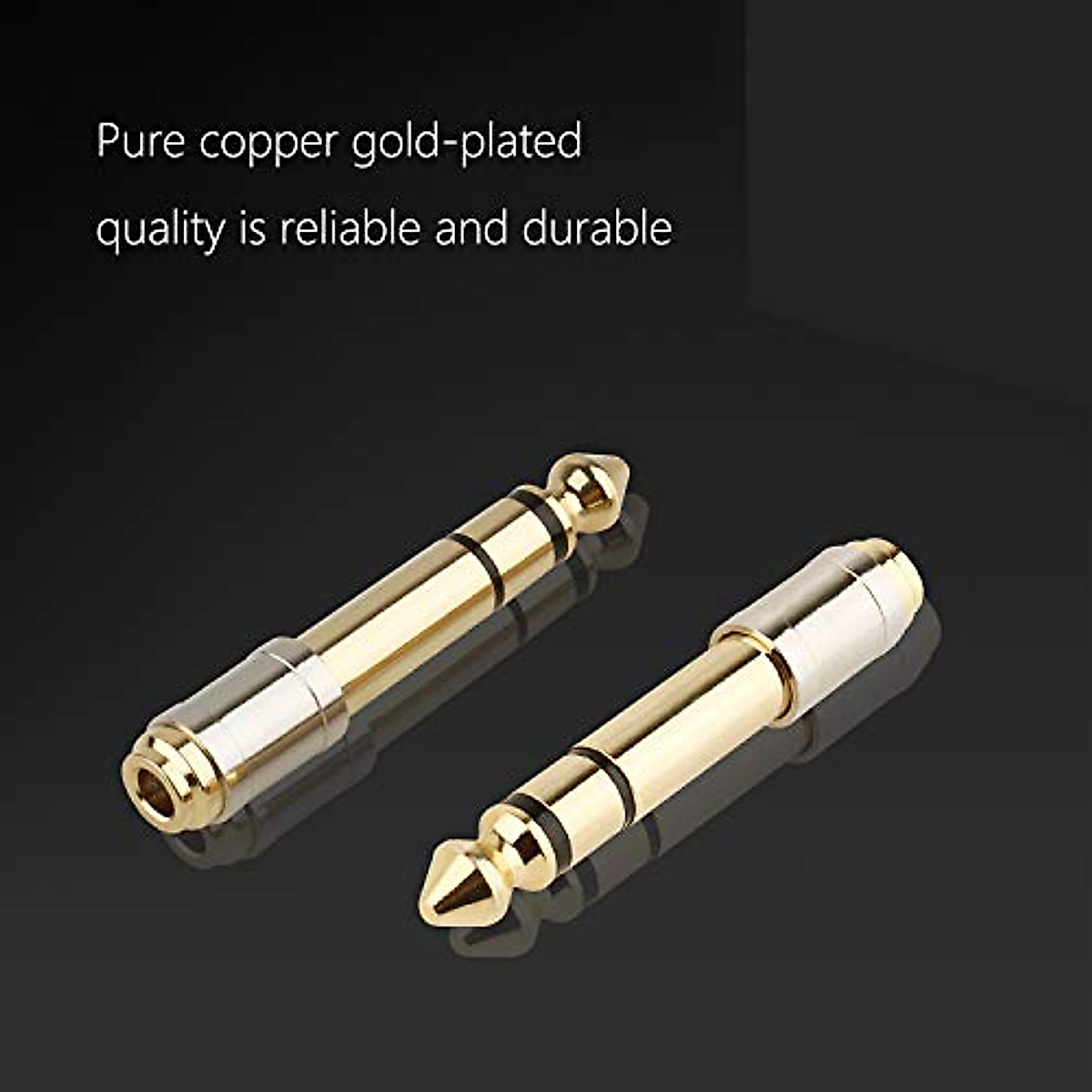 PASOW 1/4'' Male to 1/8'' Female Stereo Headphone Adapter 6.35mm to 3.5mm Audio Adapter Pure Copper for Headphone, Amplifier, Guitar, 2 Pack