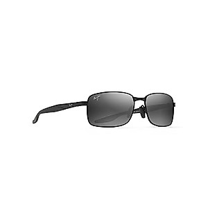 Maui Jim Men's Shoal Polarized Rectangular Sunglasses, Gunmetal Black/Neutral Grey, Medium